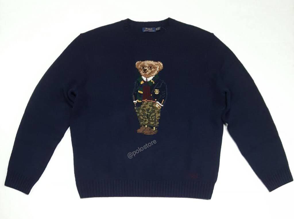 Nwt Polo Ralph Lauren Navy Blue Preppy Bear Cotton Sweater | Unique Style